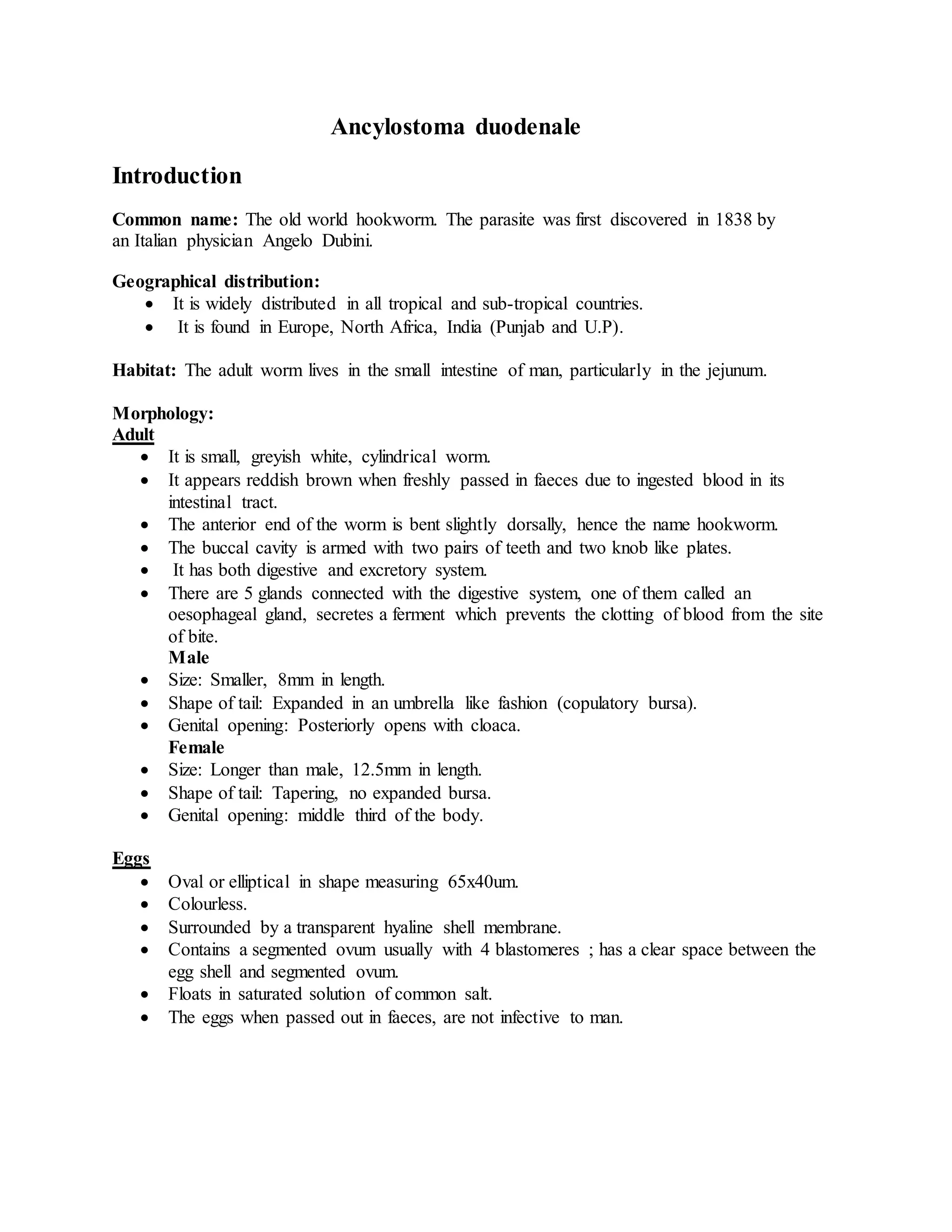 Ancylostoma duodenale1 | DOCX