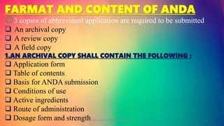 ABBREVIATED NEW DRUG APPLICATION (ANDA),INVESTICATION OF MEDICINAL PRODUCTS DOSSIER (IMPD ...