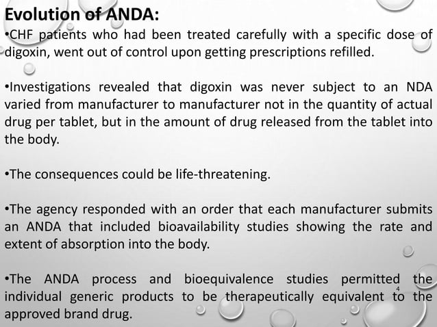 ANDA -Abbreviated NewDrug Application.pptx | Pharmaceutical Industry ...