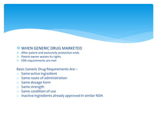 Anda for generic drugs in Regulatory affairs | PPTX