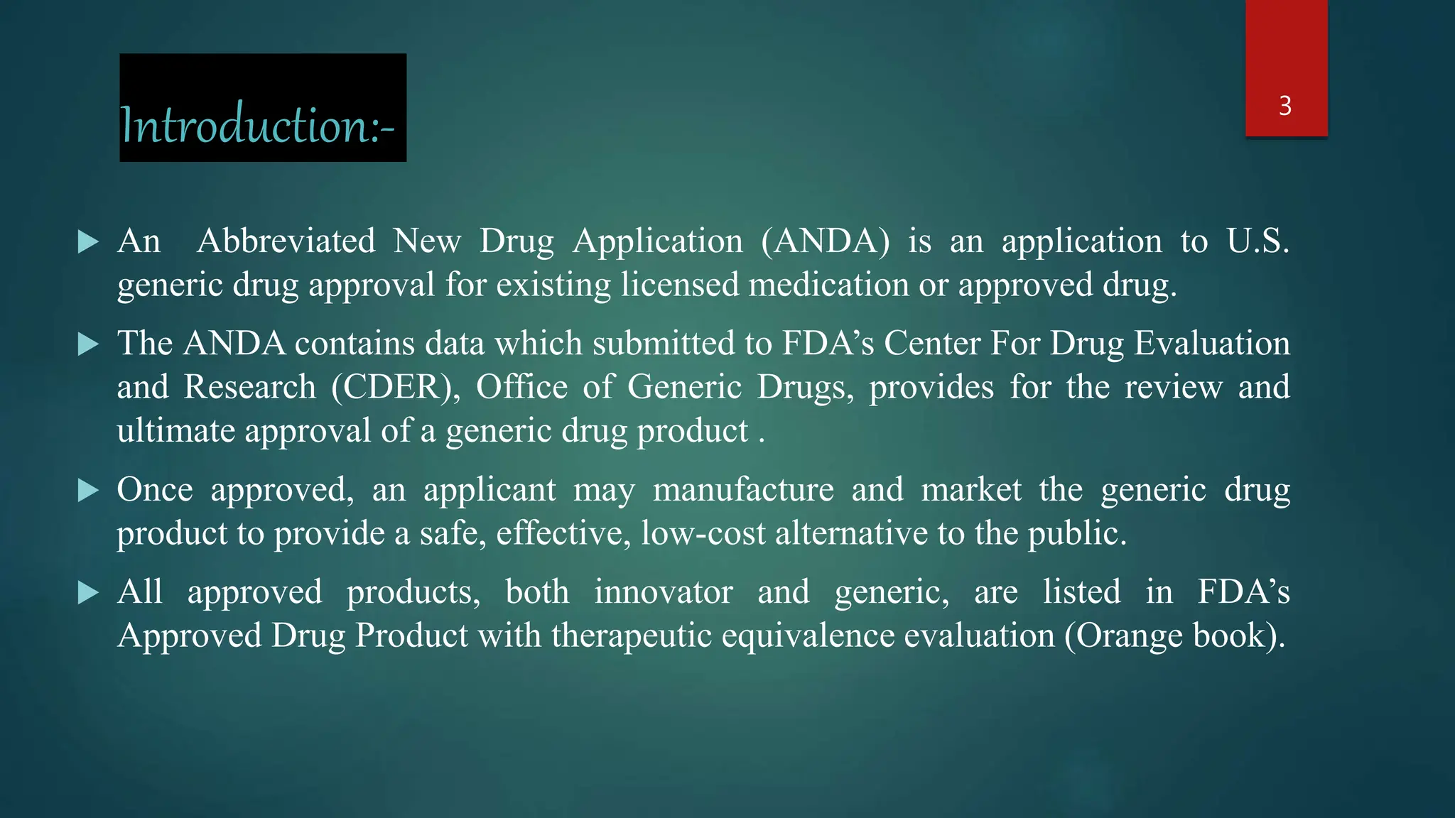 Abbreviated New Drug Application ANDA ppt | PPTX