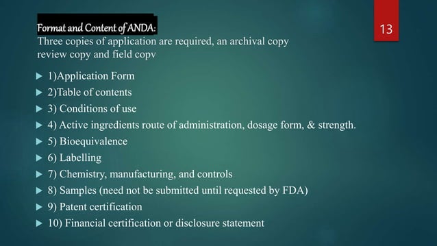 Abbreviated New Drug Application ANDA ppt | PPTX