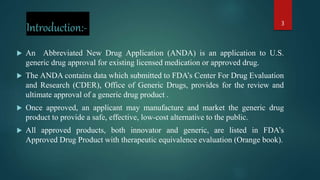Abbreviated New Drug Application ANDA ppt | PPTX