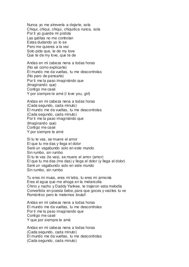 Andas en mi cabeza letra