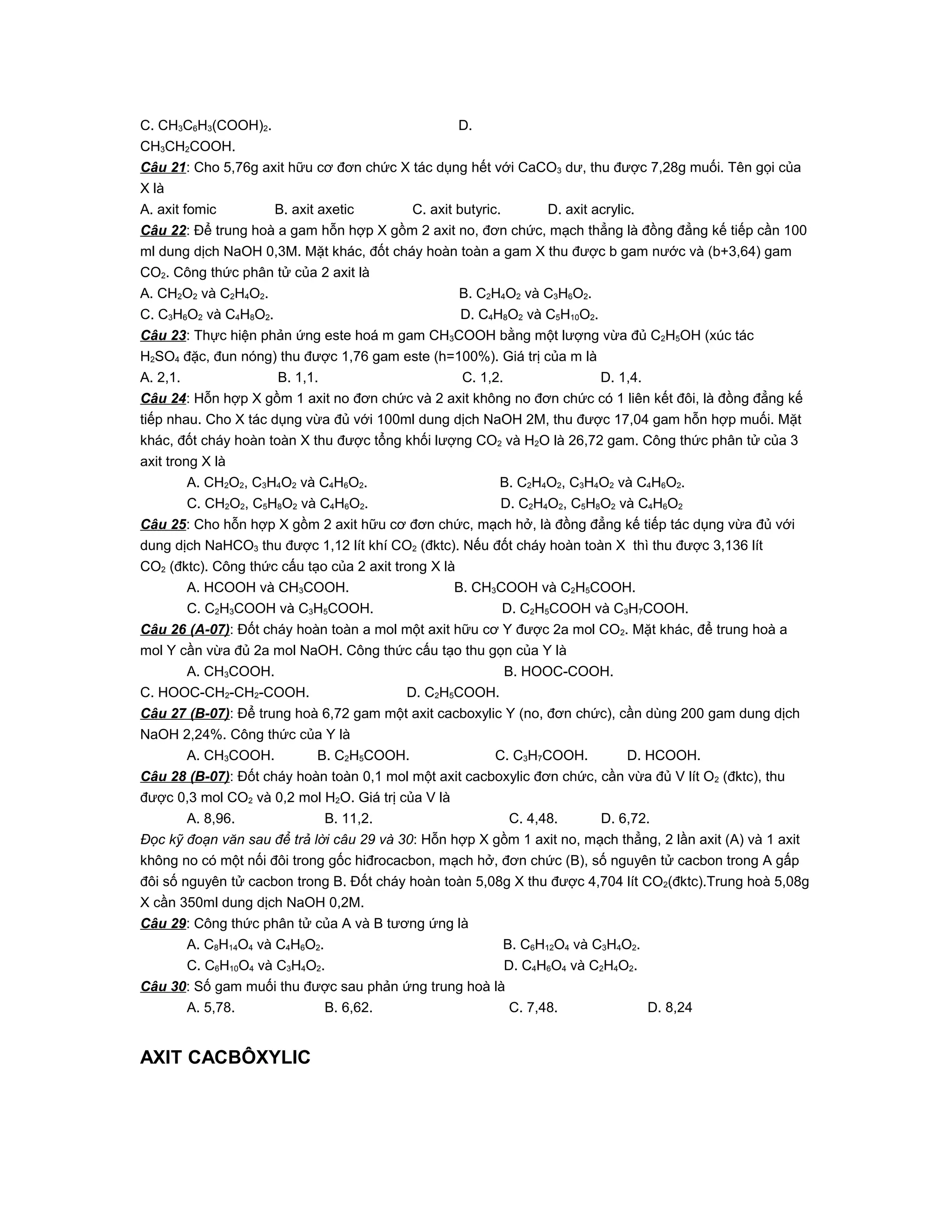 Andehit xeton - axit cacboxylic | DOC