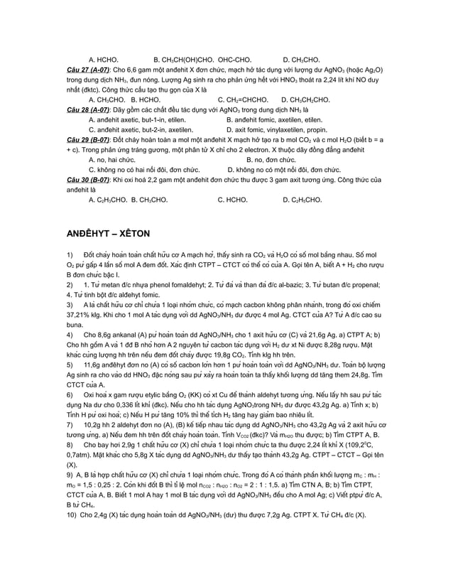 Andehit xeton - axit cacboxylic | PDF | Free Download