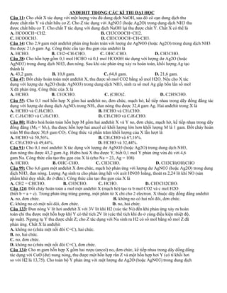 Andehit rong cac ki thi dai hoc | DOC