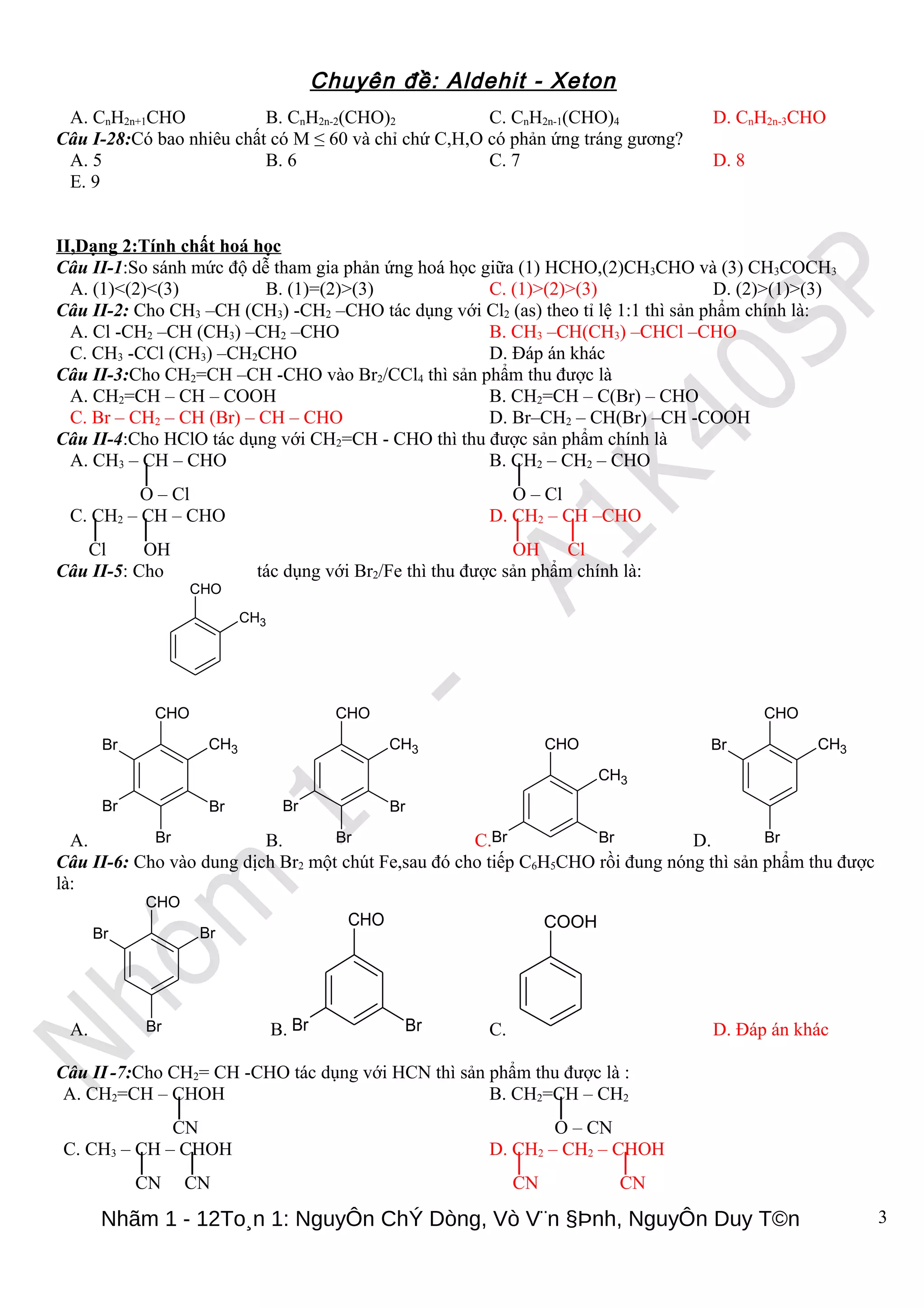 Andehit+xeton(co dap an) | PDF