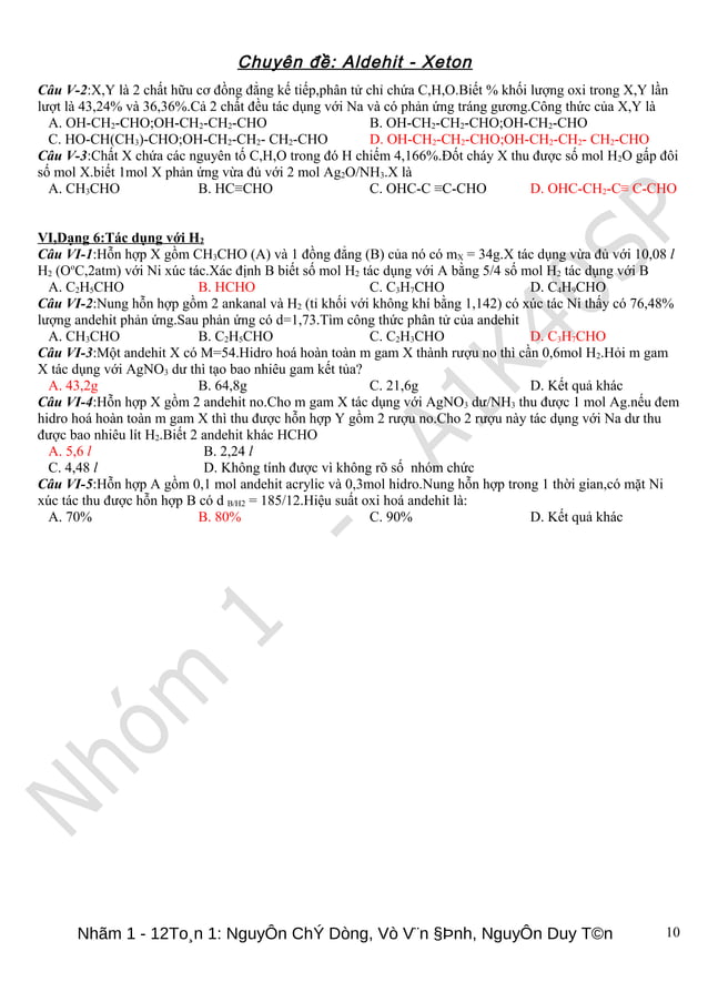 Andehit+xeton(co dap an) | PDF