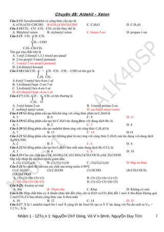 Andehit+xeton(co dap an) | PDF