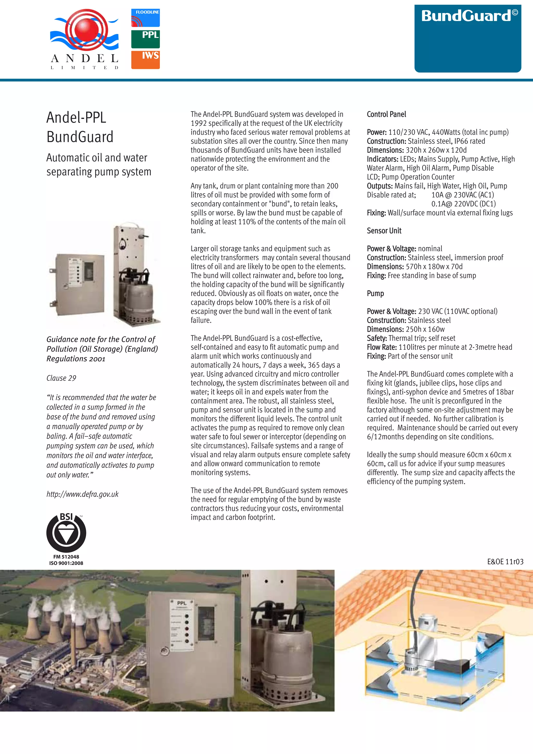 Andel-PPL BundGuard Automatic Oil & Water Separating Pump System - Spec ...