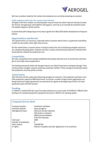 Svenska Aerogel AB | PDF