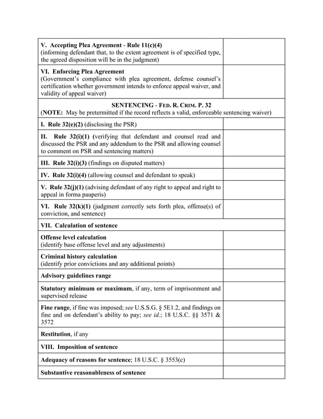 Anders Checklists for Federal Rule 11 Pleas | PDF