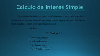 Interés Simple, Compuesto y Diagrama de Flujo de Caja | PPTX