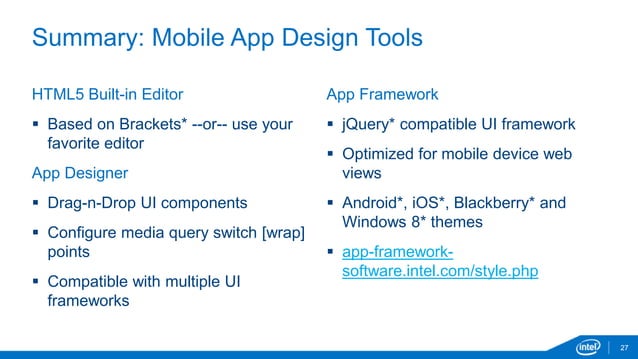 Mobile Web Apps and the Intel® XDK | PPT