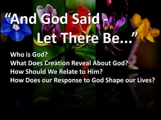 "And God Said... Let There Be" | PPT