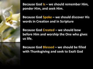 "And God Said... Let There Be" | PPT