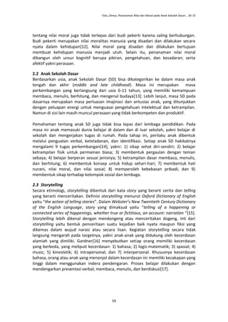 PENANAMAN NILAI DAN MORAL PADA ANAK SEKOLAH DASAR DENGAN PENDEKATAN STORYTELLING MELALUI MEDIA ...