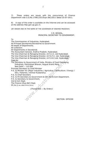 Andhra pradesh food procesing policy 2010-15 | PDF