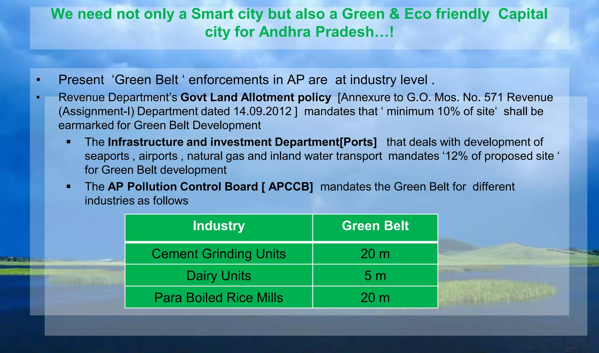 Andhra pradesh new capital city development Vision for Green belts | PPT