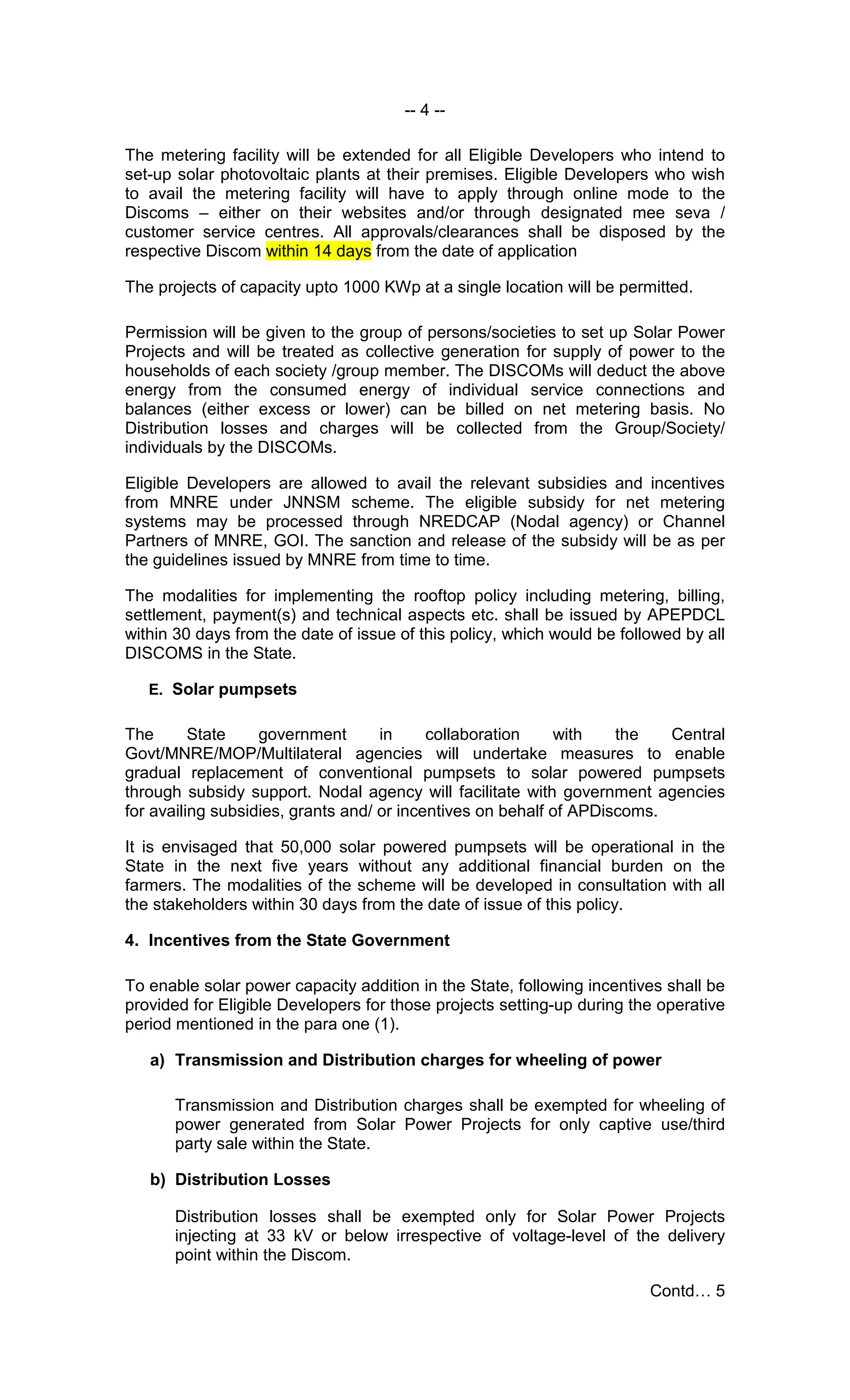 Andhra pradesh solar policy 2015 | PDF