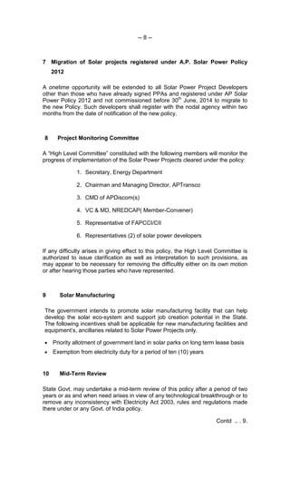 Andhra pradesh solar policy 2015 | PDF