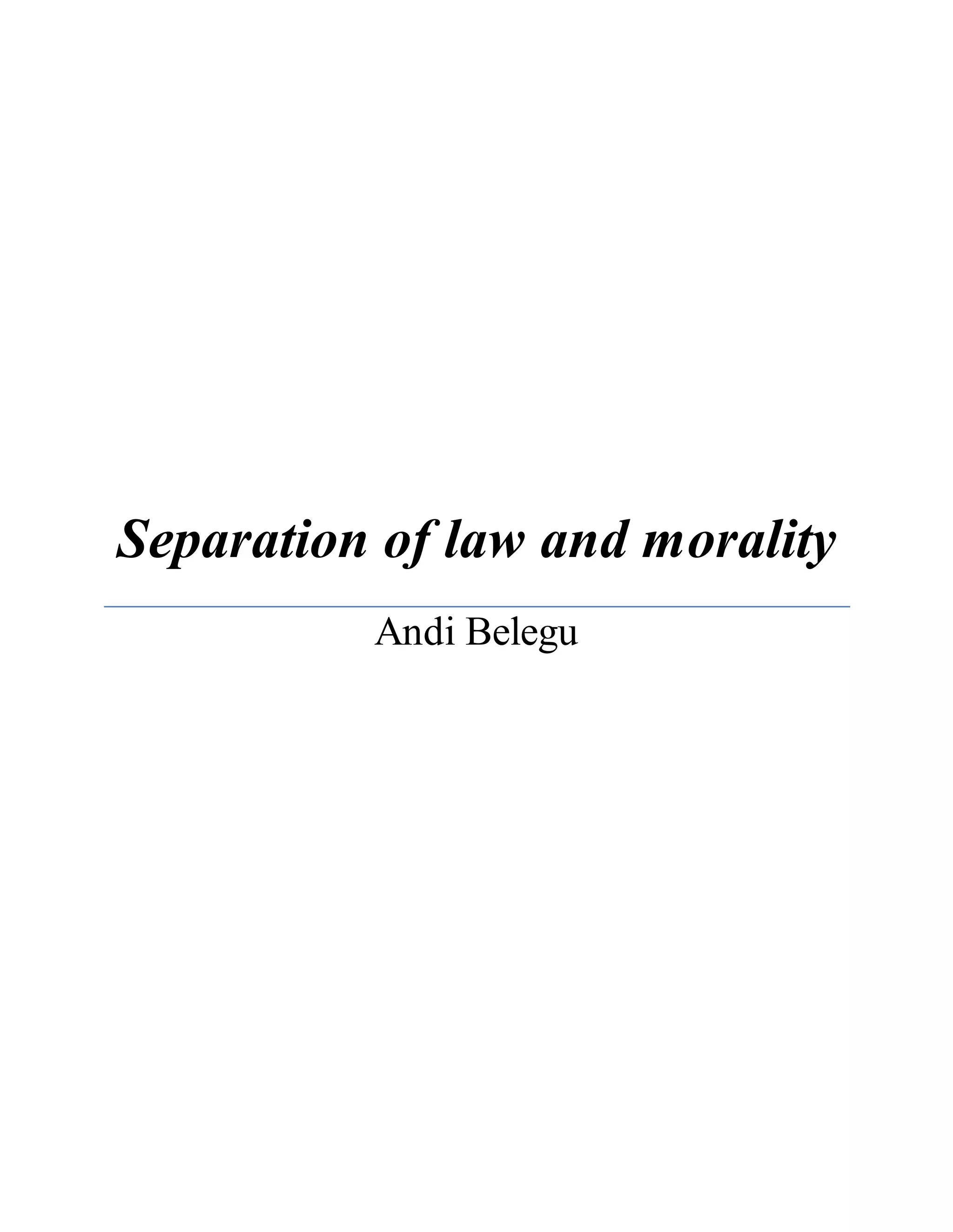 Separation of Morality and Law | PDF