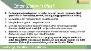 REGULASI ARTIKEL JURNAL Panduan bagi Editor, Section Editor, & Reviewer ...