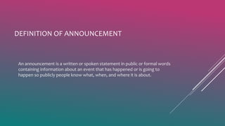 Andini dianita etm announcement | PPTX