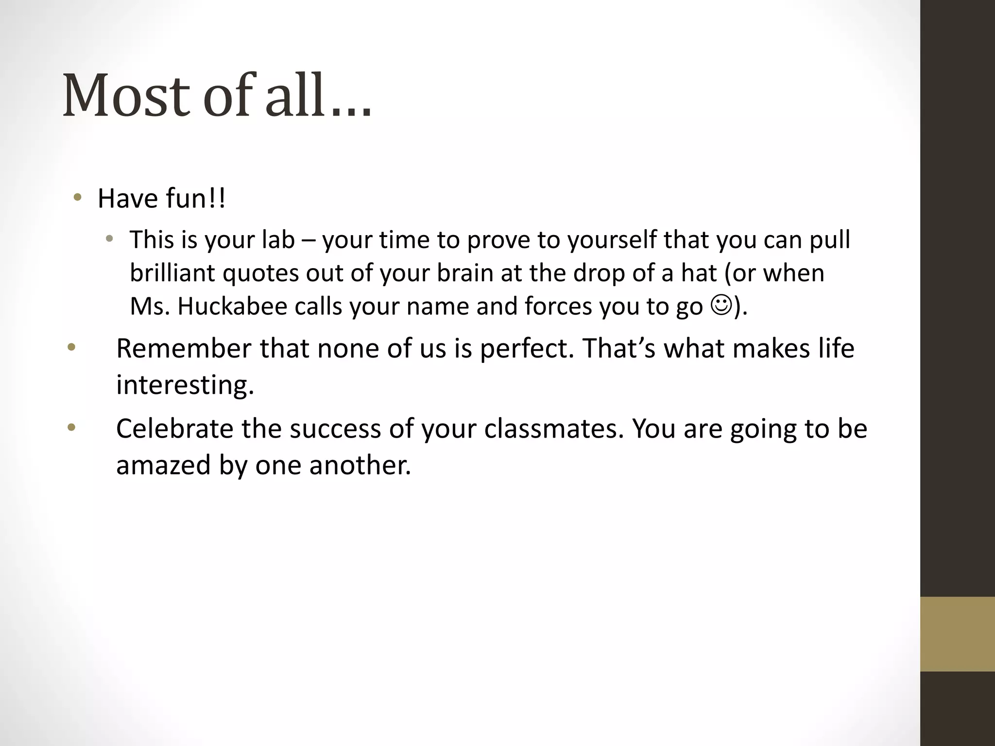 And I Quote Speech for Public Speaking in High School | PPT
