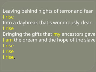 AND I STILL RISE….,.pptx by Maya Angelou | PPTX