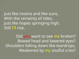 AND I STILL RISE….,.pptx by Maya Angelou | PPTX