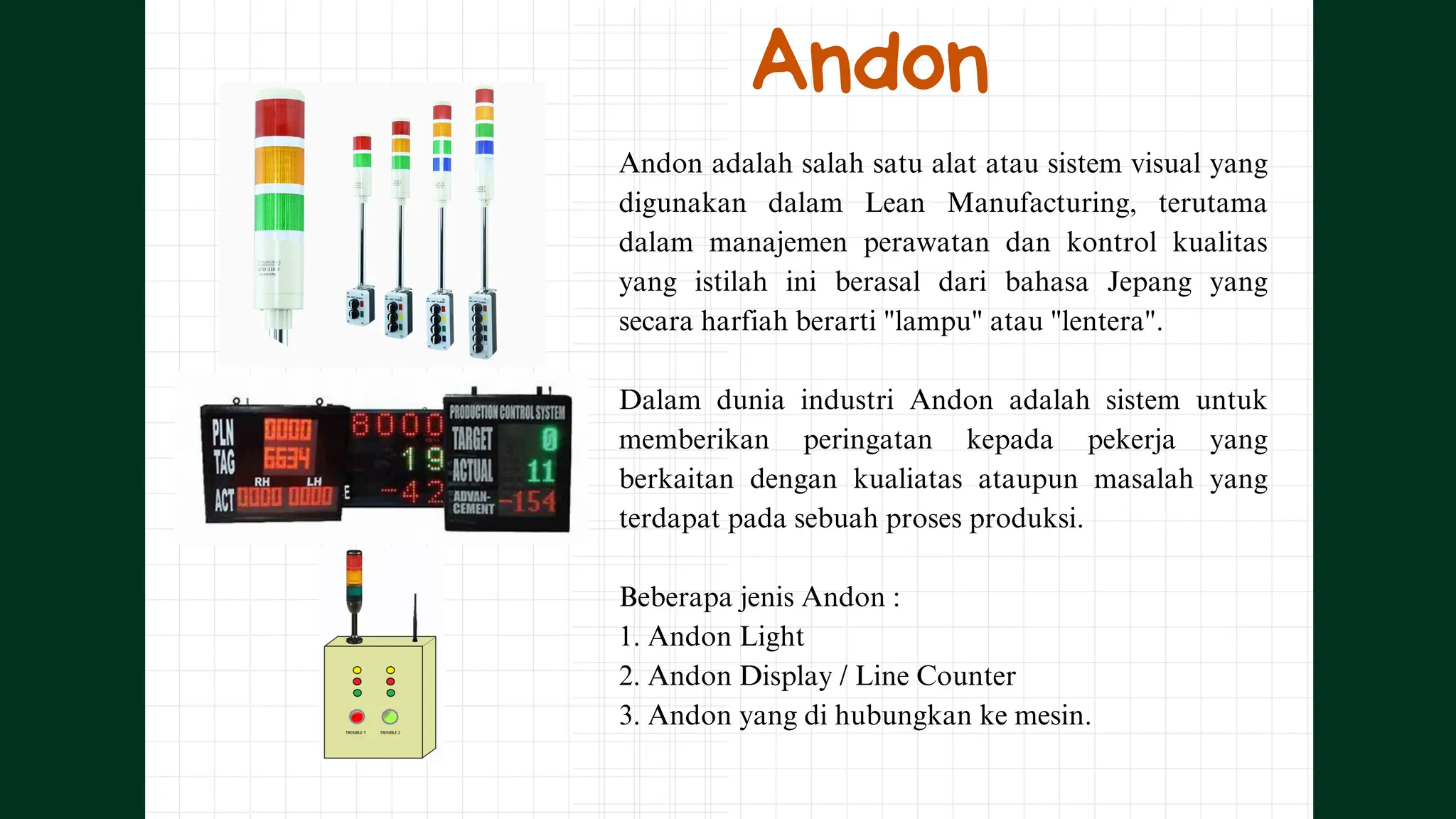 Materi Lean Manufacturing pengenalan ANDON | PDF