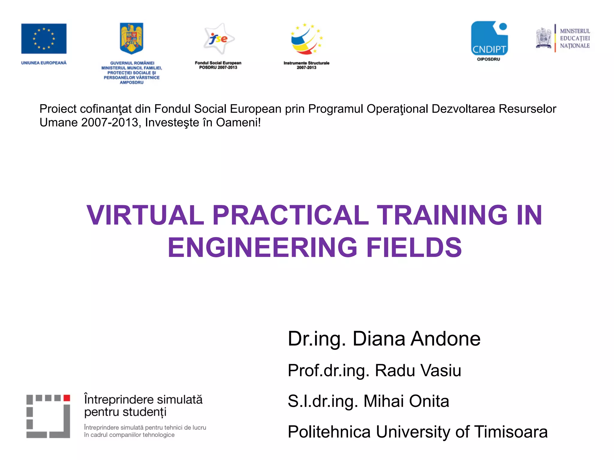 VIRTUAL PRACTICAL TRAINING IN ENGINEERING FIELDS - EDEN 2014 | PPT