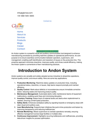 Andon System works in manufacturing companies | PDF