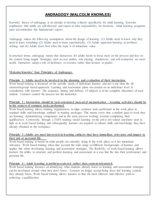 ANDRAGOGY (MALCOLM KNOWLES)- FOUR PRINCIPLES | DOCX