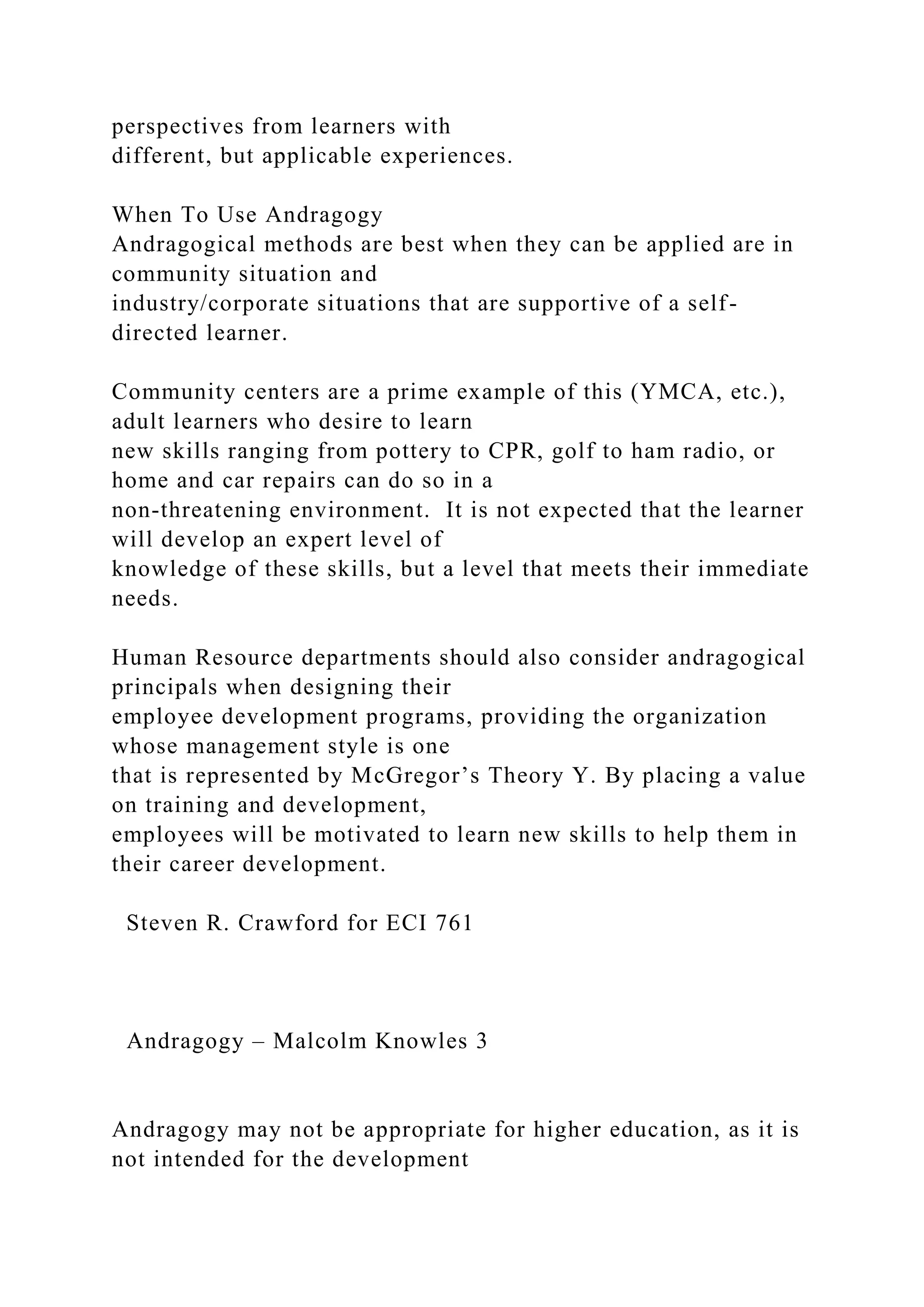 Andragogy – Malcolm Knowles 1 Andragogy Malcolm Knowle.docx
