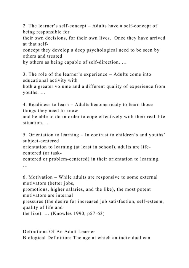 Andragogy – Malcolm Knowles 1 Andragogy Malcolm Knowle.docx