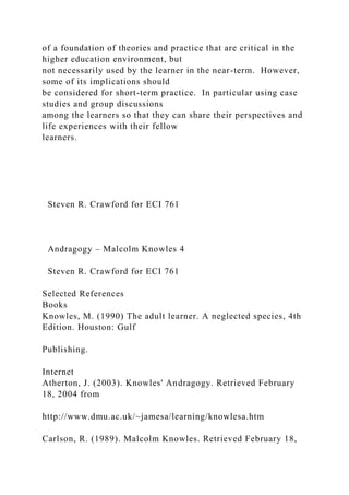 Andragogy – Malcolm Knowles 1 Andragogy Malcolm Knowle.docx