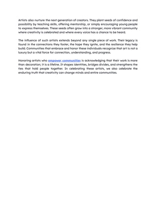 Andrea D'Alessio_ Honoring Artists Who Empower Communities | PDF