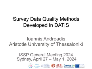 Survey Data Quality Methods Developed in DATIS | PDF