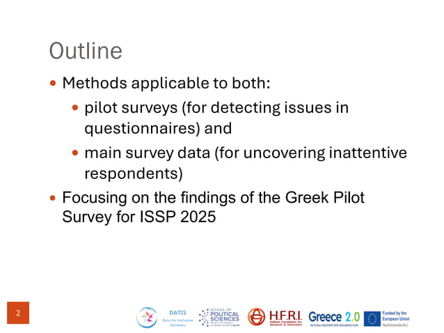 Survey Data Quality Methods Developed in DATIS | PPT