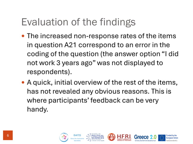 Survey Data Quality Methods Developed in DATIS | PPT