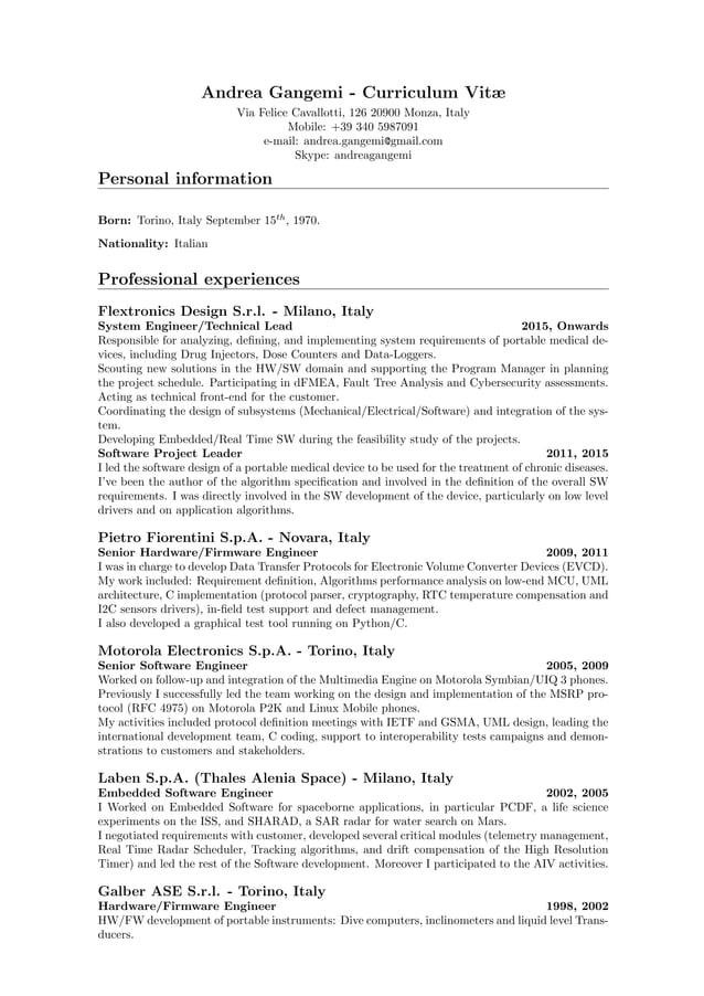 Andrea Gangemi Curriculum Vitae | PDF