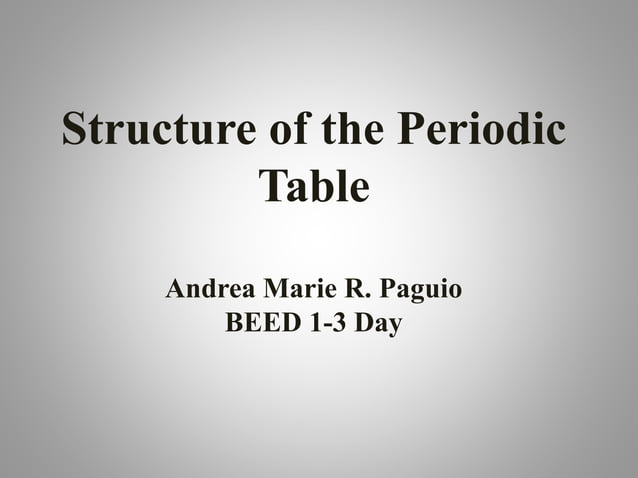 structure of the periodic table | PPTX | Chemistry | Science
