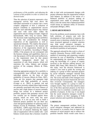 DEVELOPING A BALANCED PROJECT PORTFOLIO FOR A SOCIAL ENTERPRISE - THE CASE OF SIFE IN SALFORD UK ...
