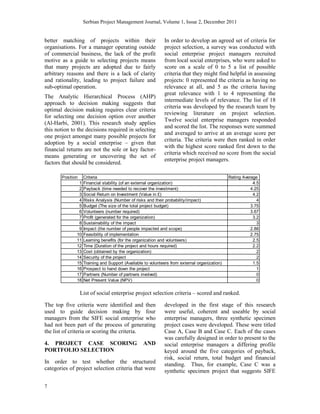 DEVELOPING A BALANCED PROJECT PORTFOLIO FOR A SOCIAL ENTERPRISE - THE ...