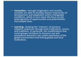 MDGs and Global Environmental Change - Governance, Innovation and ...