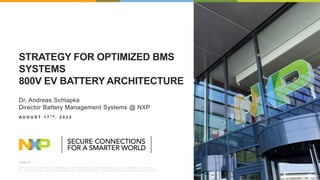 STRATEGY FOR OPTIMIZED BMS SYSTEMS - 800V EV BATTERY ARCHITECTURE | PDF