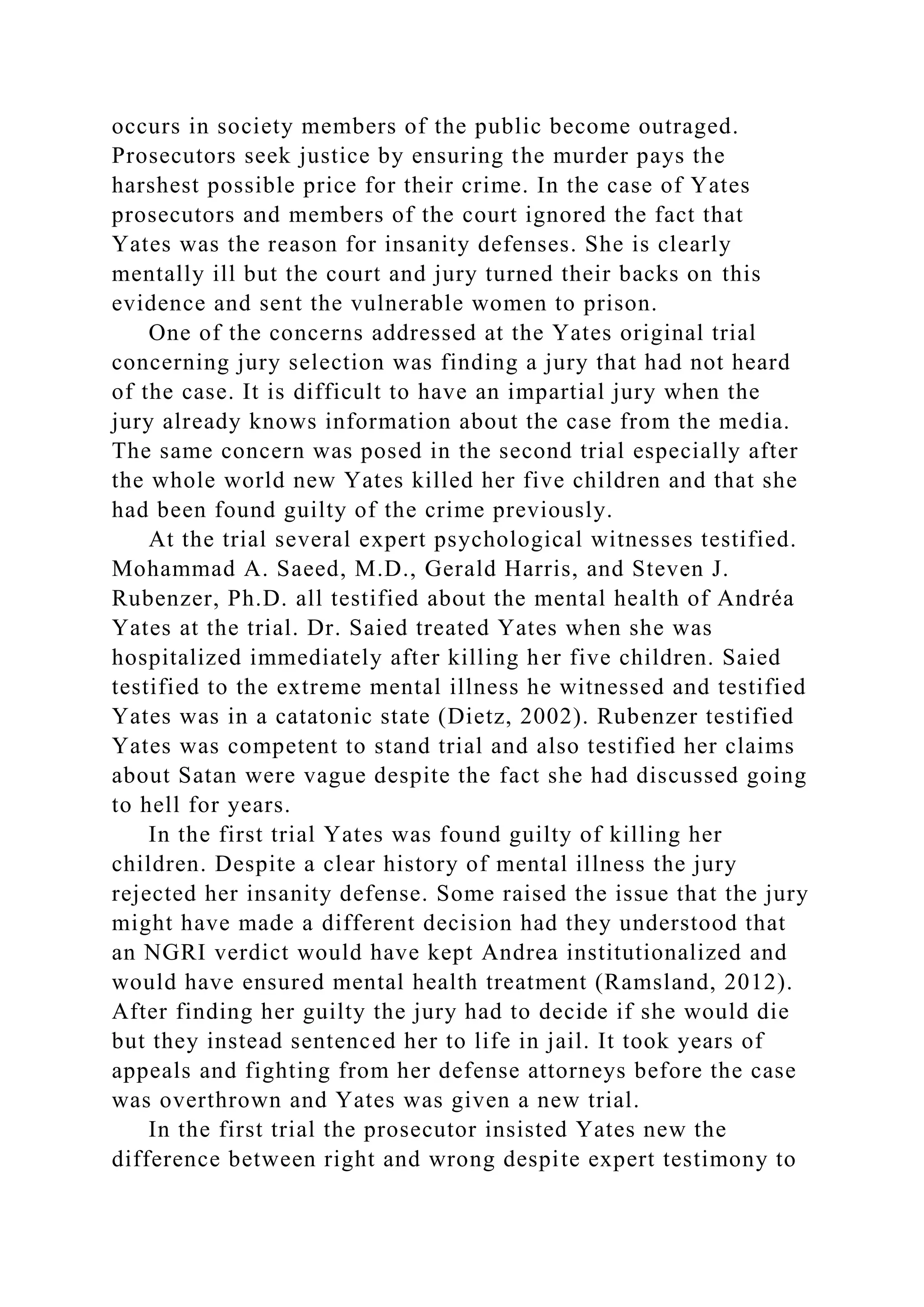 Andrea Yates Case Andrea Yates Case Analysis.docx